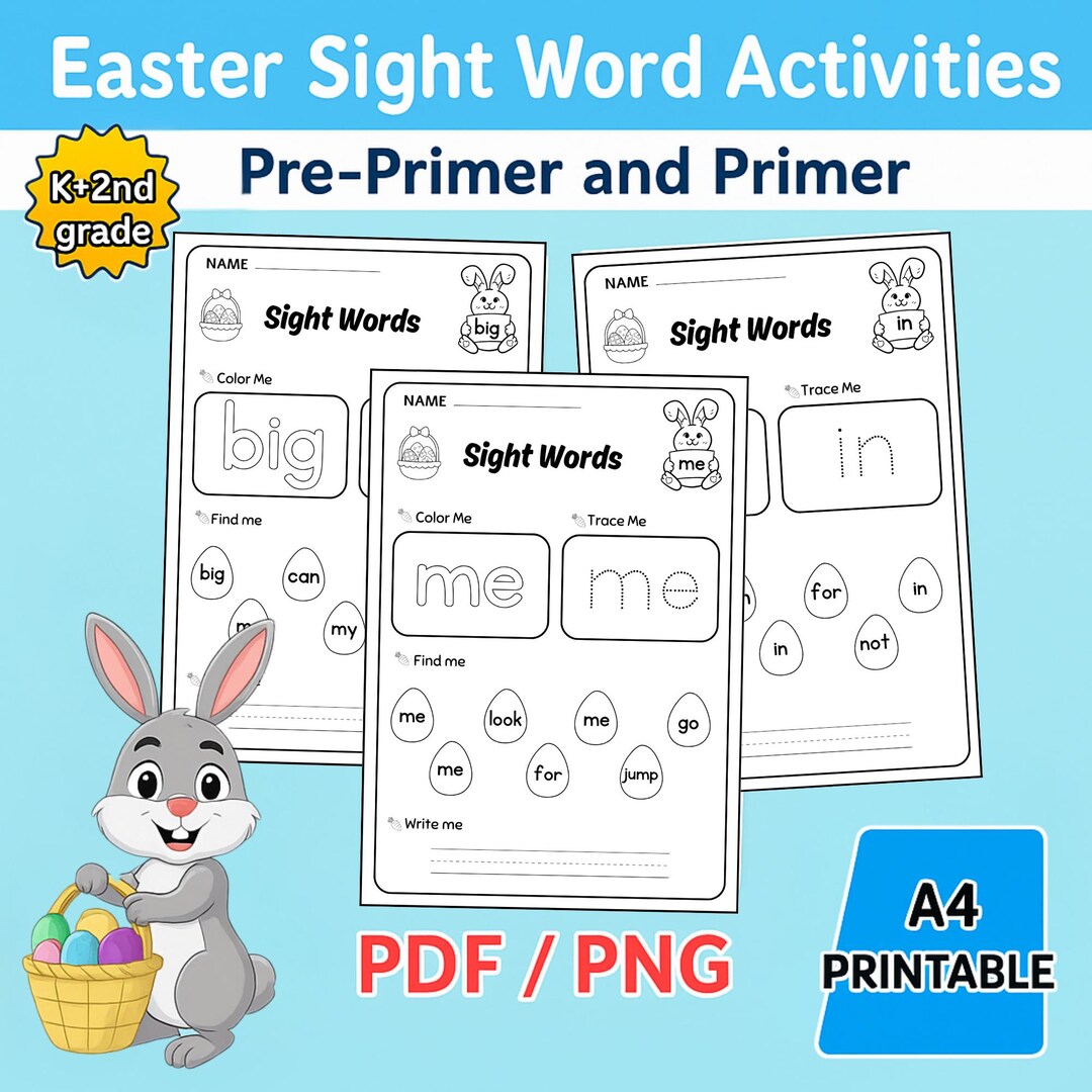 Easter Sight Words Workbook – Spring Literacy Activities for ...