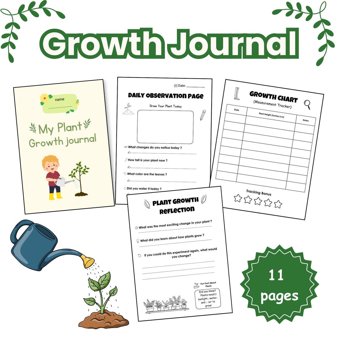 My Plant Growth Journal Pdf-plant Observation Notebook for Kids ...