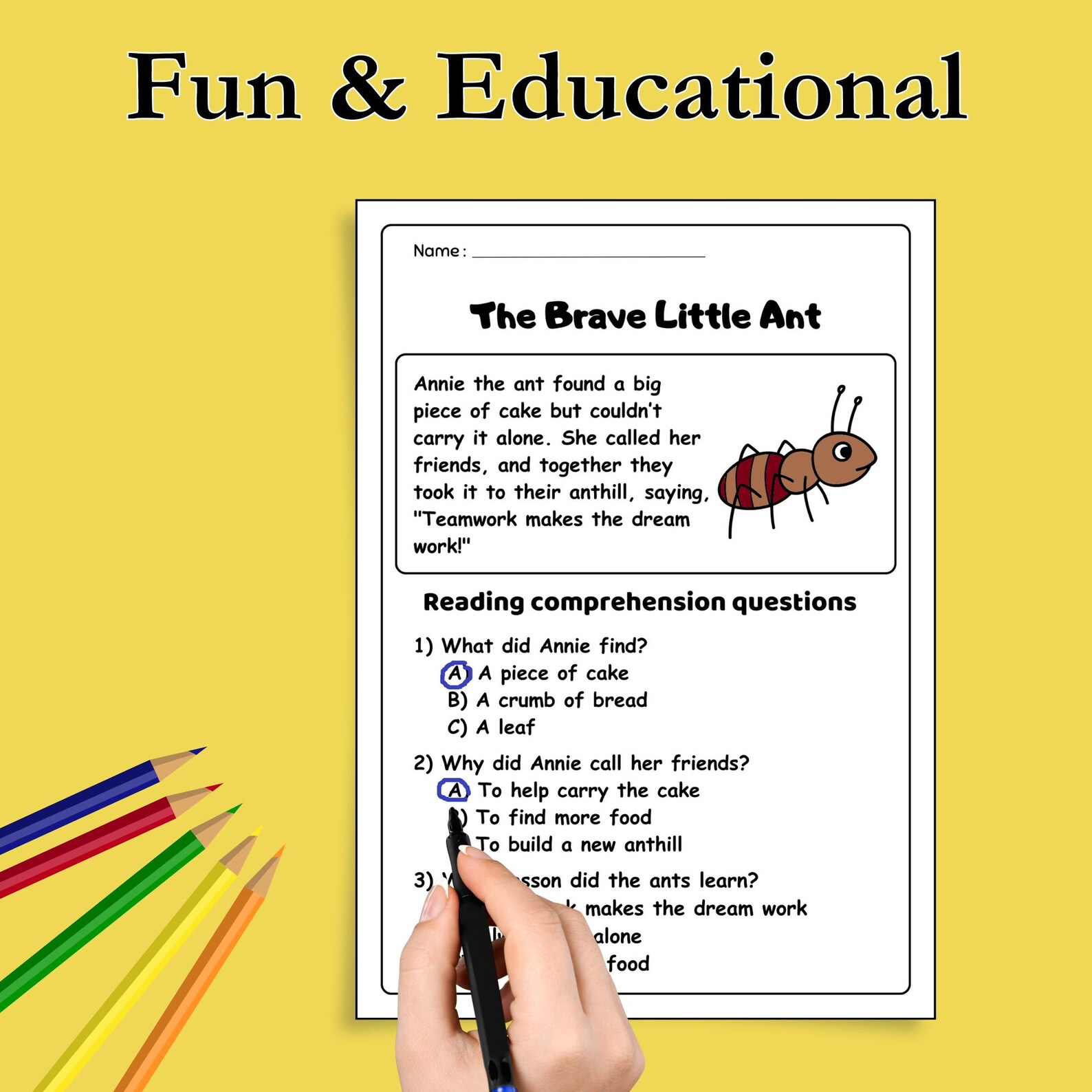Reading Comprehension Worksheets - Beginner Readers K–2 - Short Stories ...