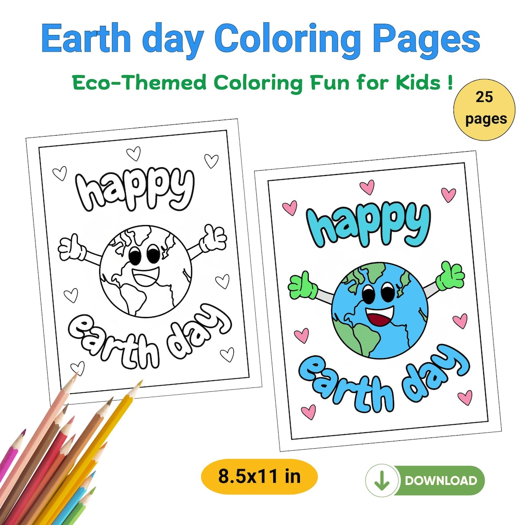 Earth Day Coloring Pages – Eco-friendly Kids Activities (PDF) - Etsy