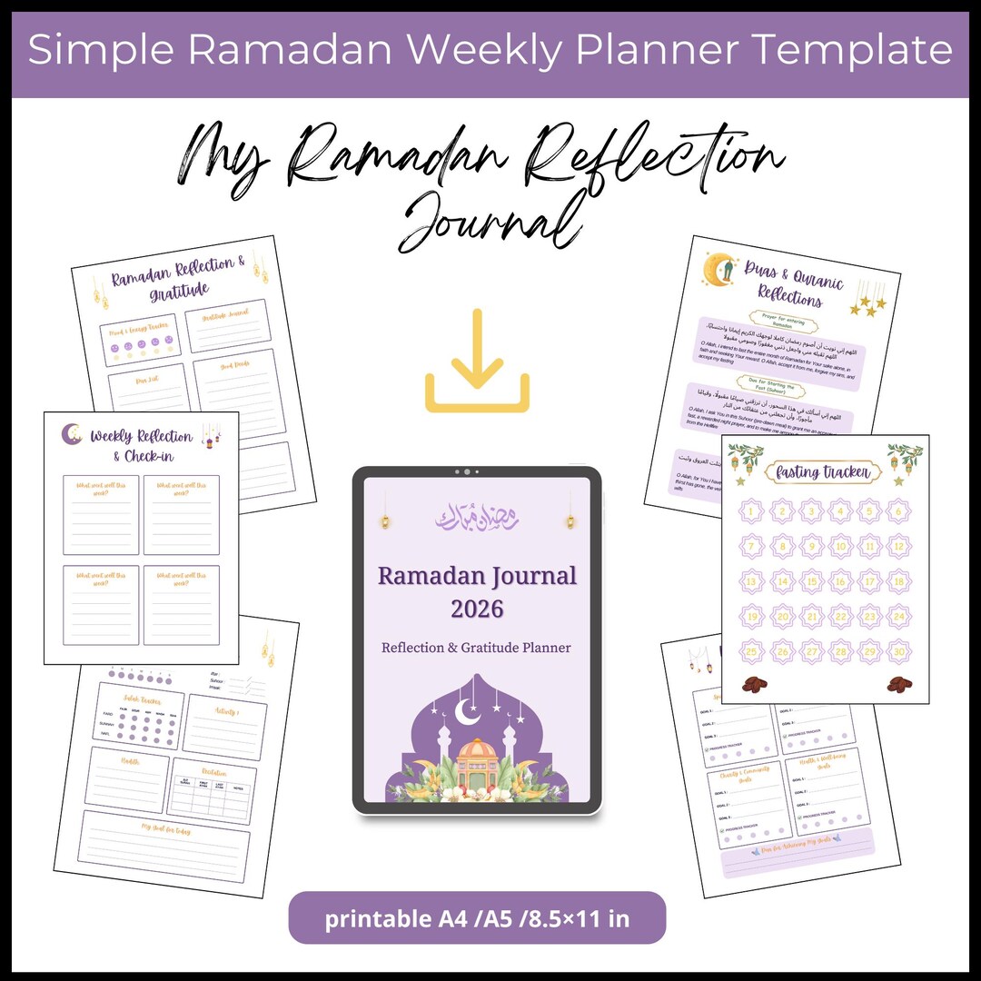 Ramadan Journal 2026 -weekly Ramadan Planner PDF - Prayer Fasting ...