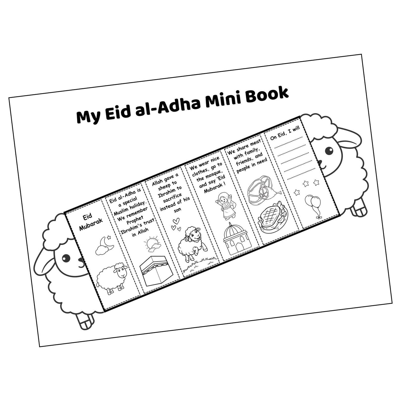 Printable Eid Al-adha Coloring Mini Book for Kids |foldable Activity ...