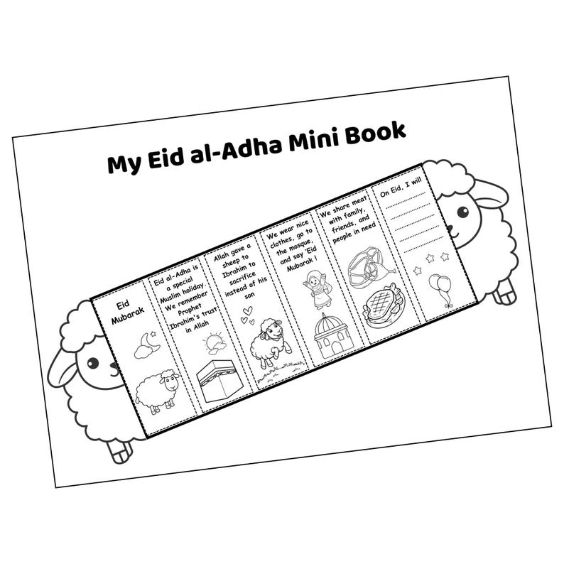 Printable Eid Al-adha Coloring Mini Book for Kids |foldable Activity ...