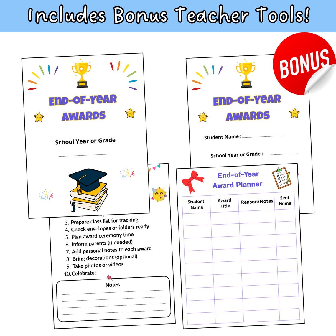 50 Editable End-of-year Student Awards - Classroom Awards - Character ...