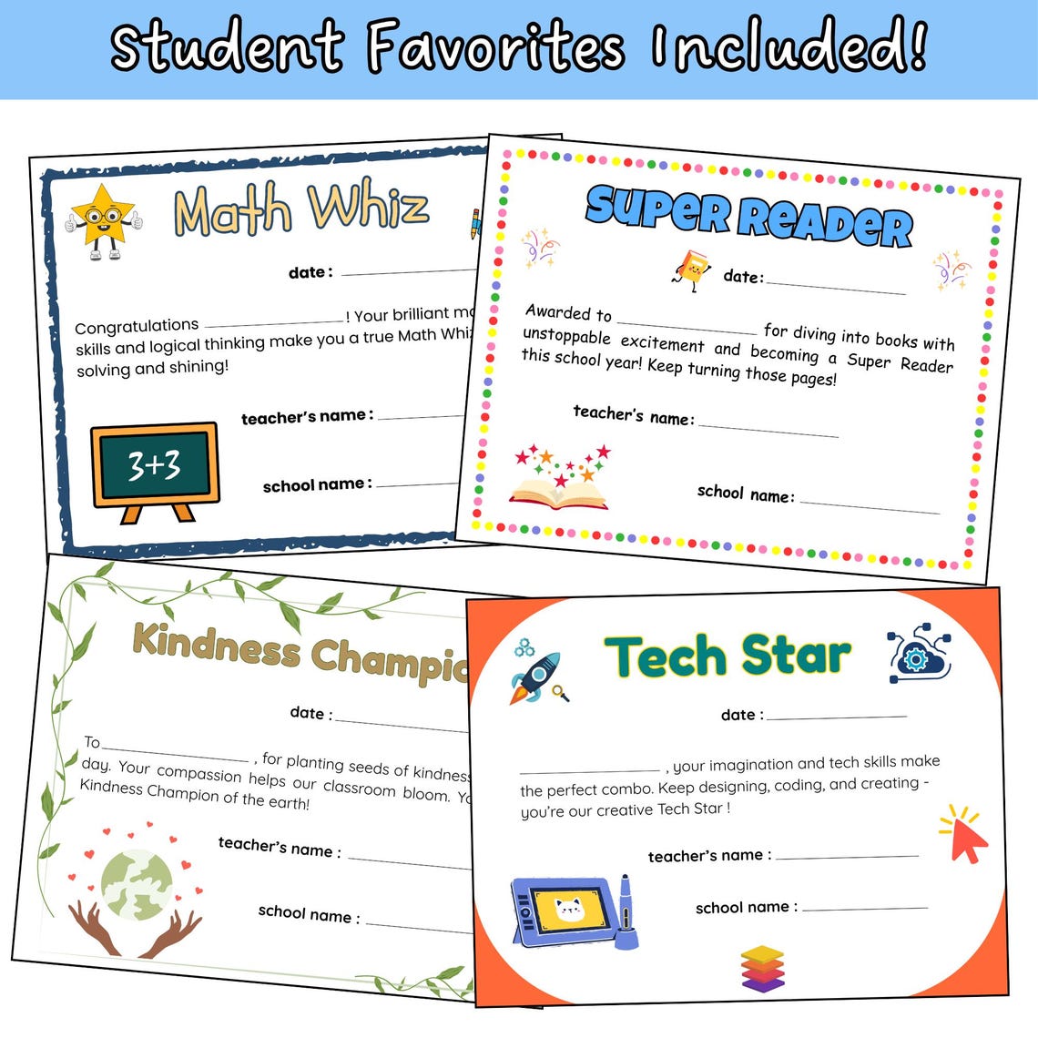 50 Editable End-of-year Student Awards - Classroom Awards - Character ...