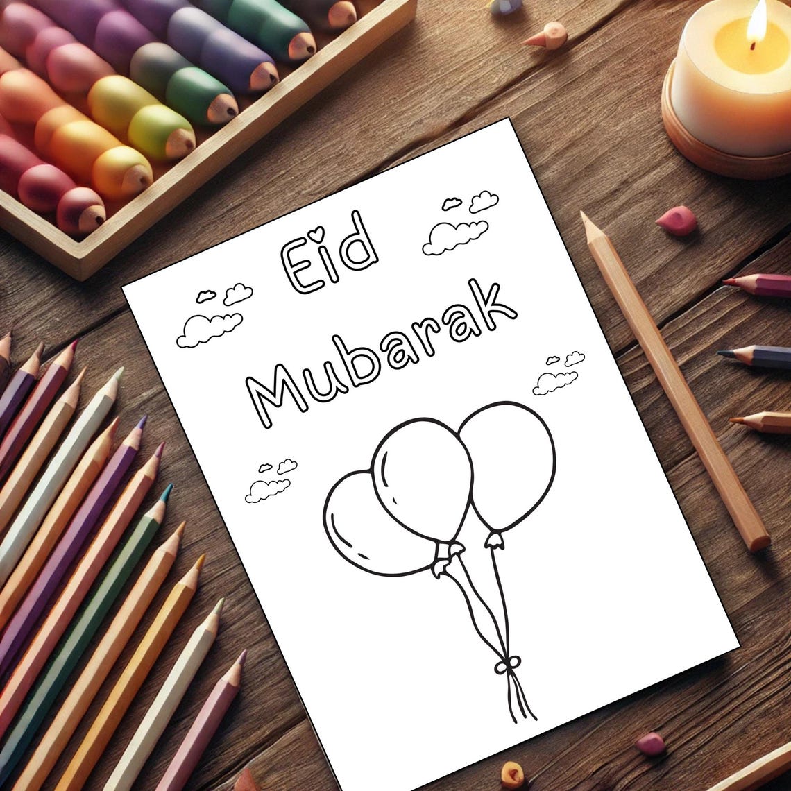 Eid Coloring Cards for Kids-13 Eid Mubarak Cards-muslim Holiday -eid ...