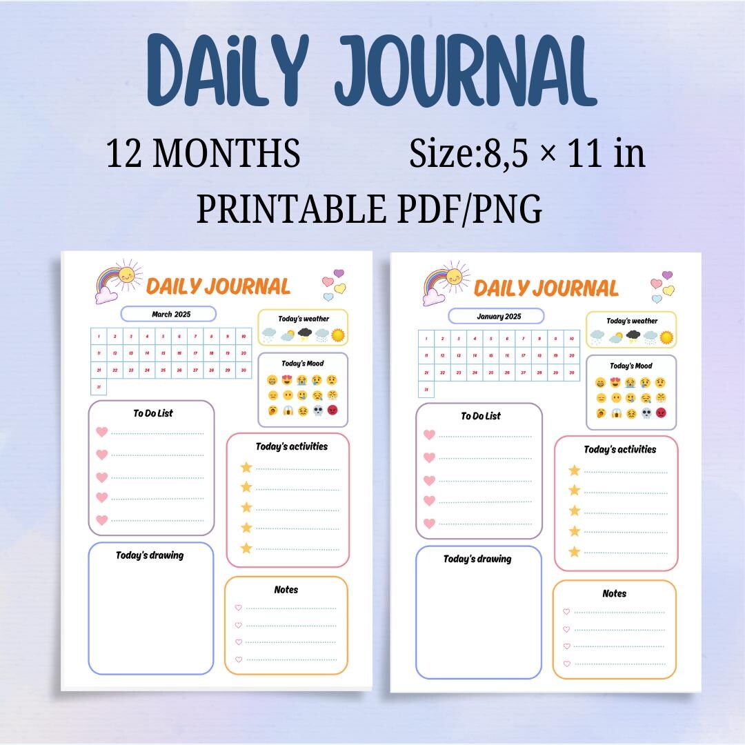2025 Kids Planner Template -kids Daily Journal Printable- Daily Journal ...