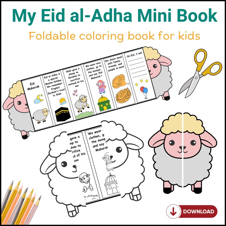 Printable Eid Al-adha Coloring Mini Book for Kids |foldable Activity ...