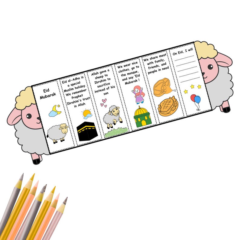 Printable Eid Al-adha Coloring Mini Book for Kids |foldable Activity ...