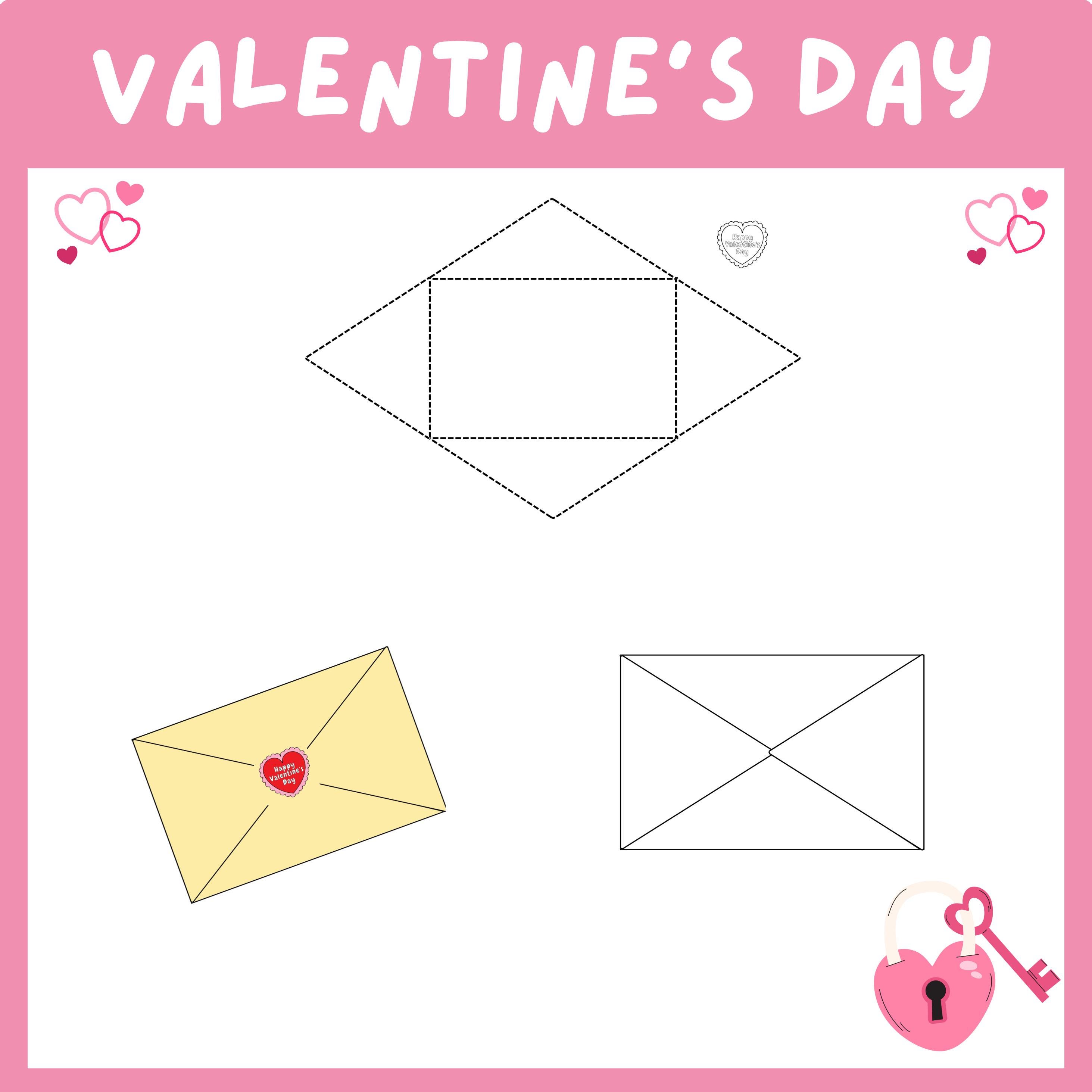 DIY Valentine’s Day Card & Envelope Template – Printable Foldable Craft ...