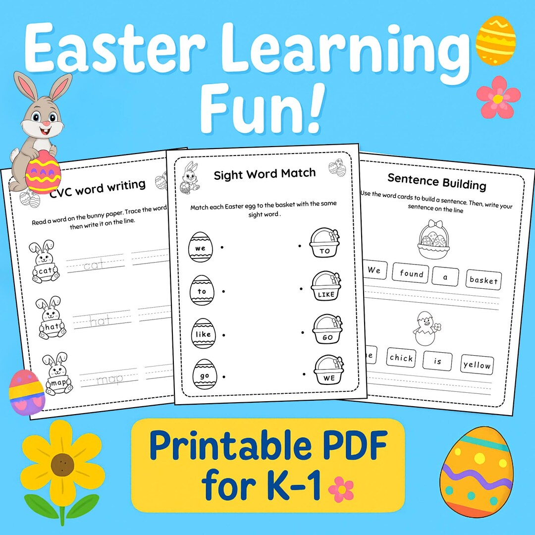 Easter Literacy Activities for Kindergarten and 1st Grade-cvc Words ...