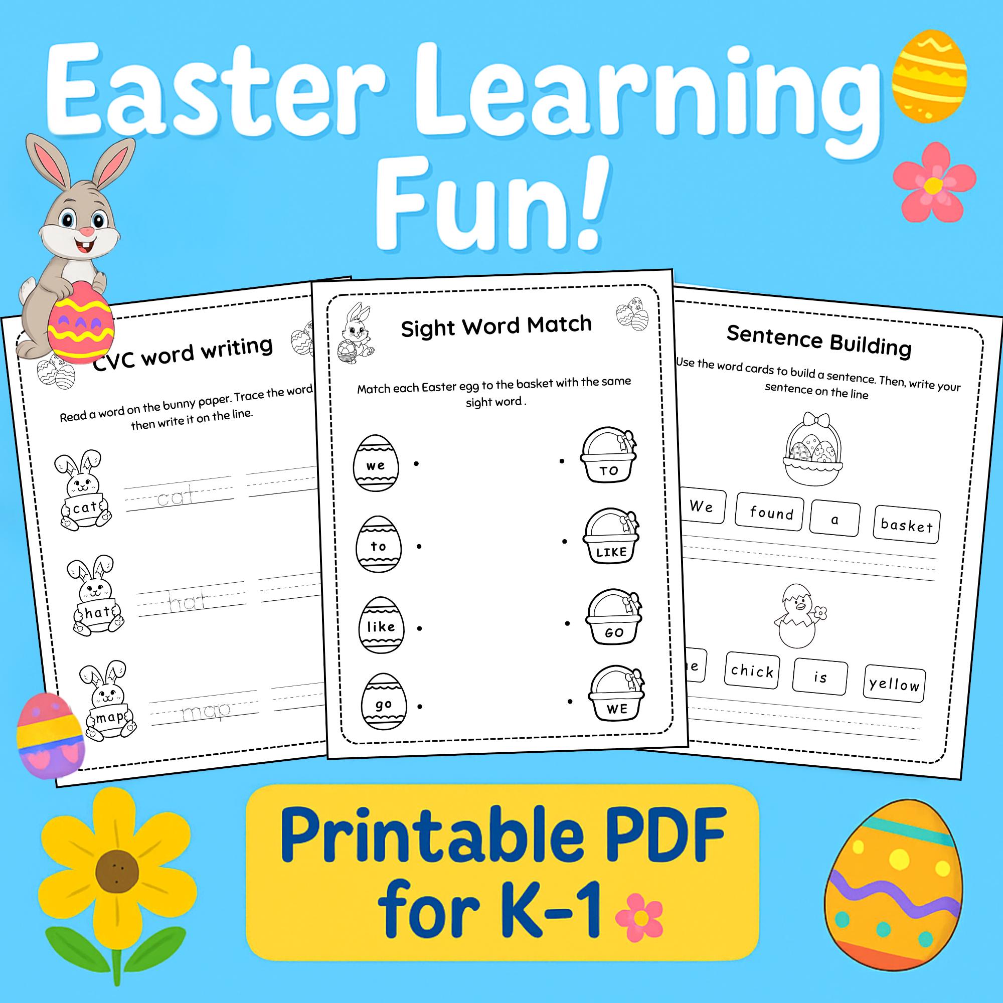 Easter Literacy Activities for Kindergarten and 1st Grade-cvc Words ...