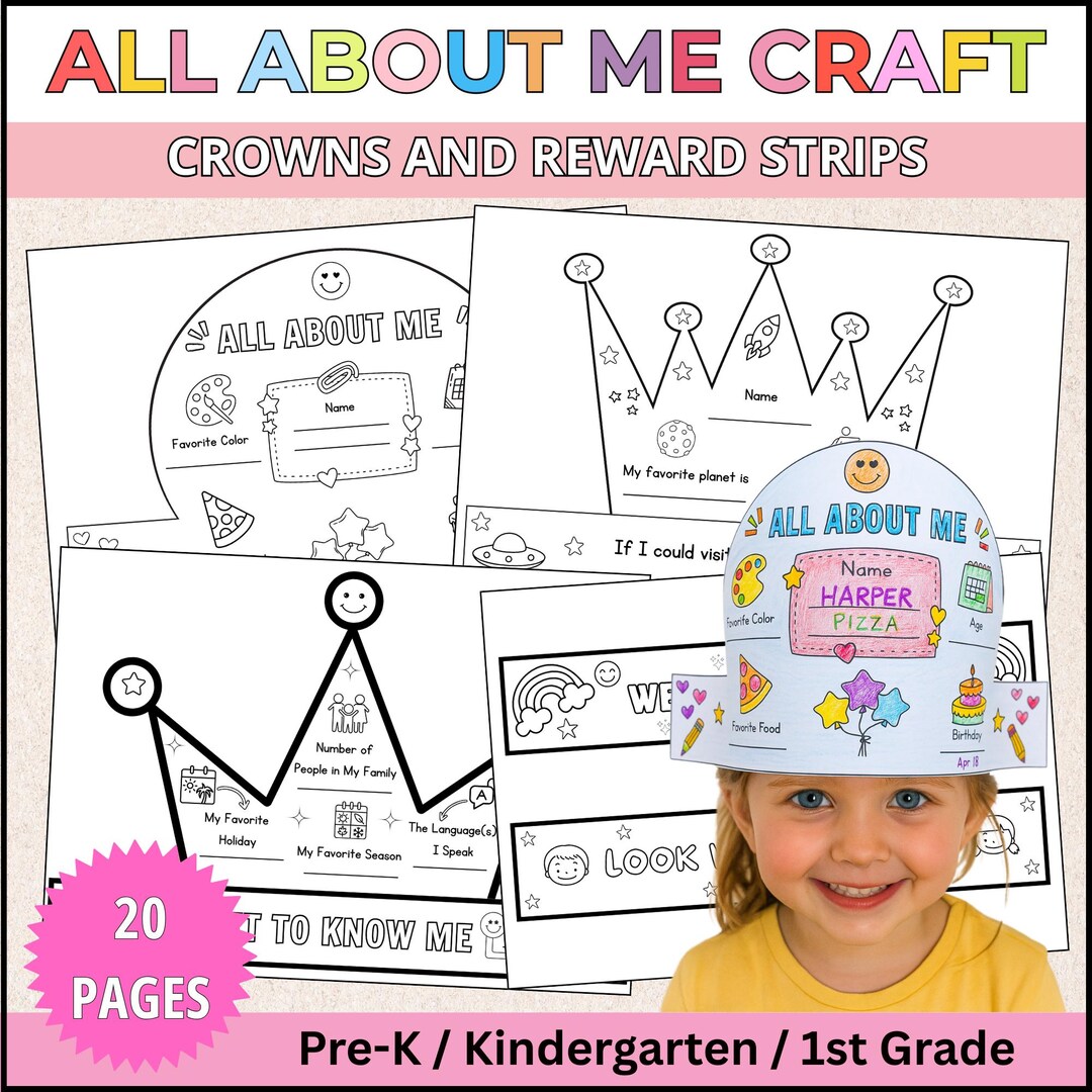 All About Me Crown: Back to School Self-portrait Craft (A4 PDF/PNG) - Etsy