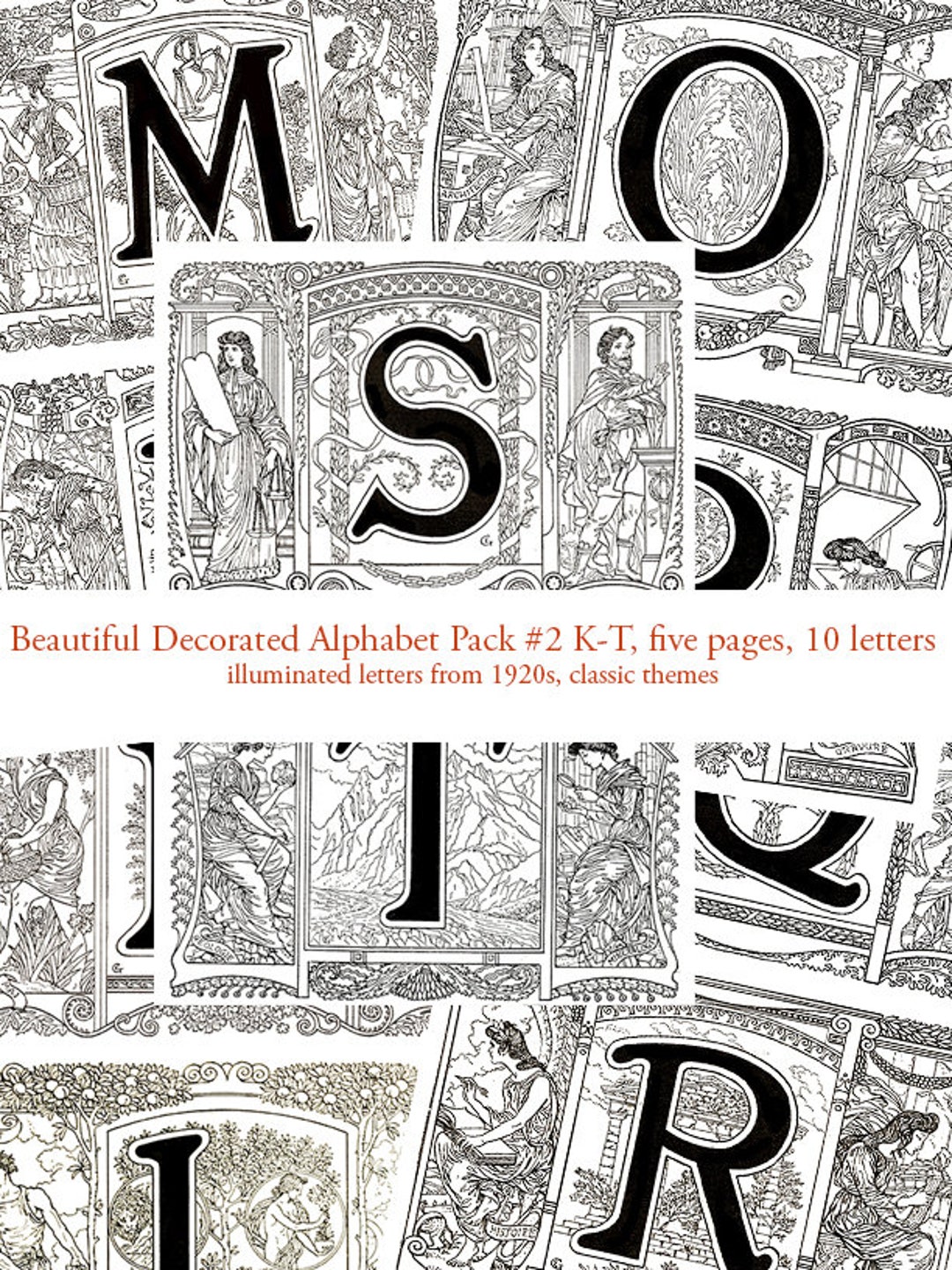 Illuminated Manuscript Letters Classic Illustrations Decorated Initials ...