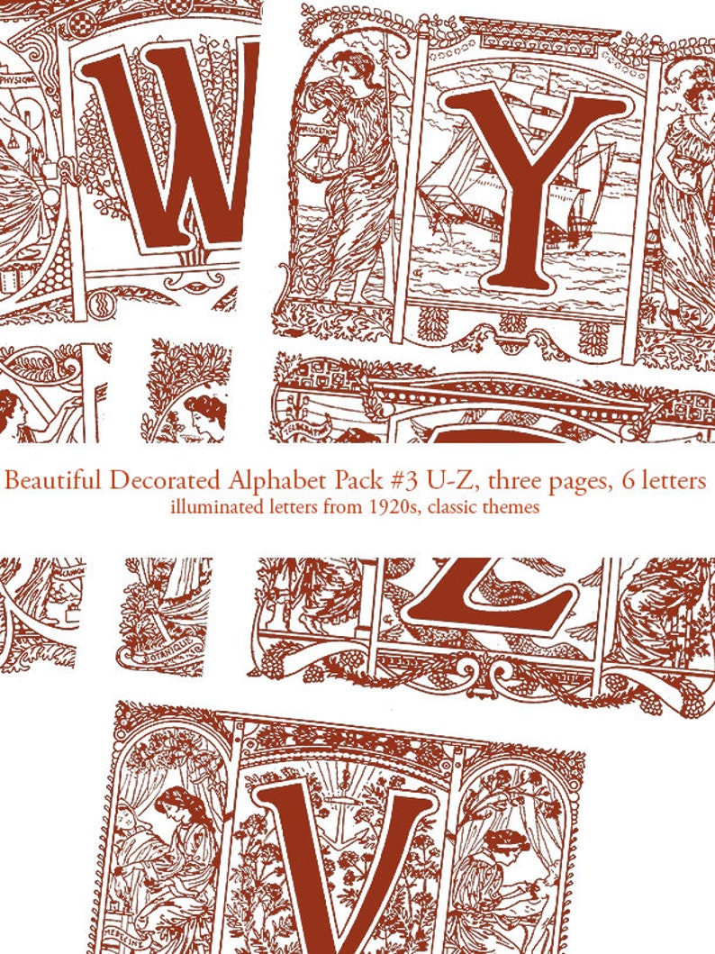 Illuminated Manuscript Letters Classic Illustrations Decorated Initials ...