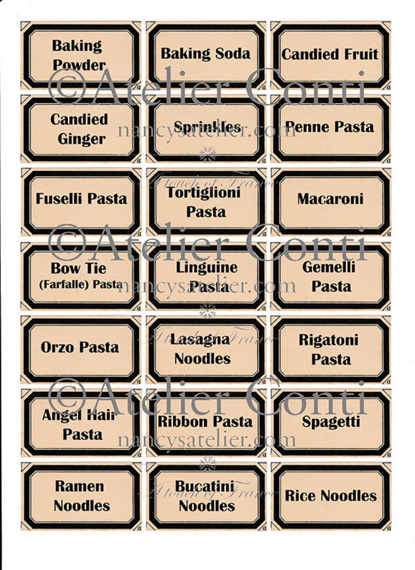 Kitchen Labels Pantry Dry Goods Organization Jar Label Printable Pantry ...