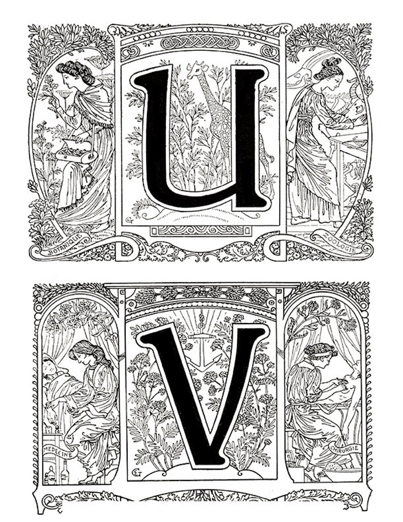 Illuminated Manuscript Letters Classic Illustrations Decorated Initials ...