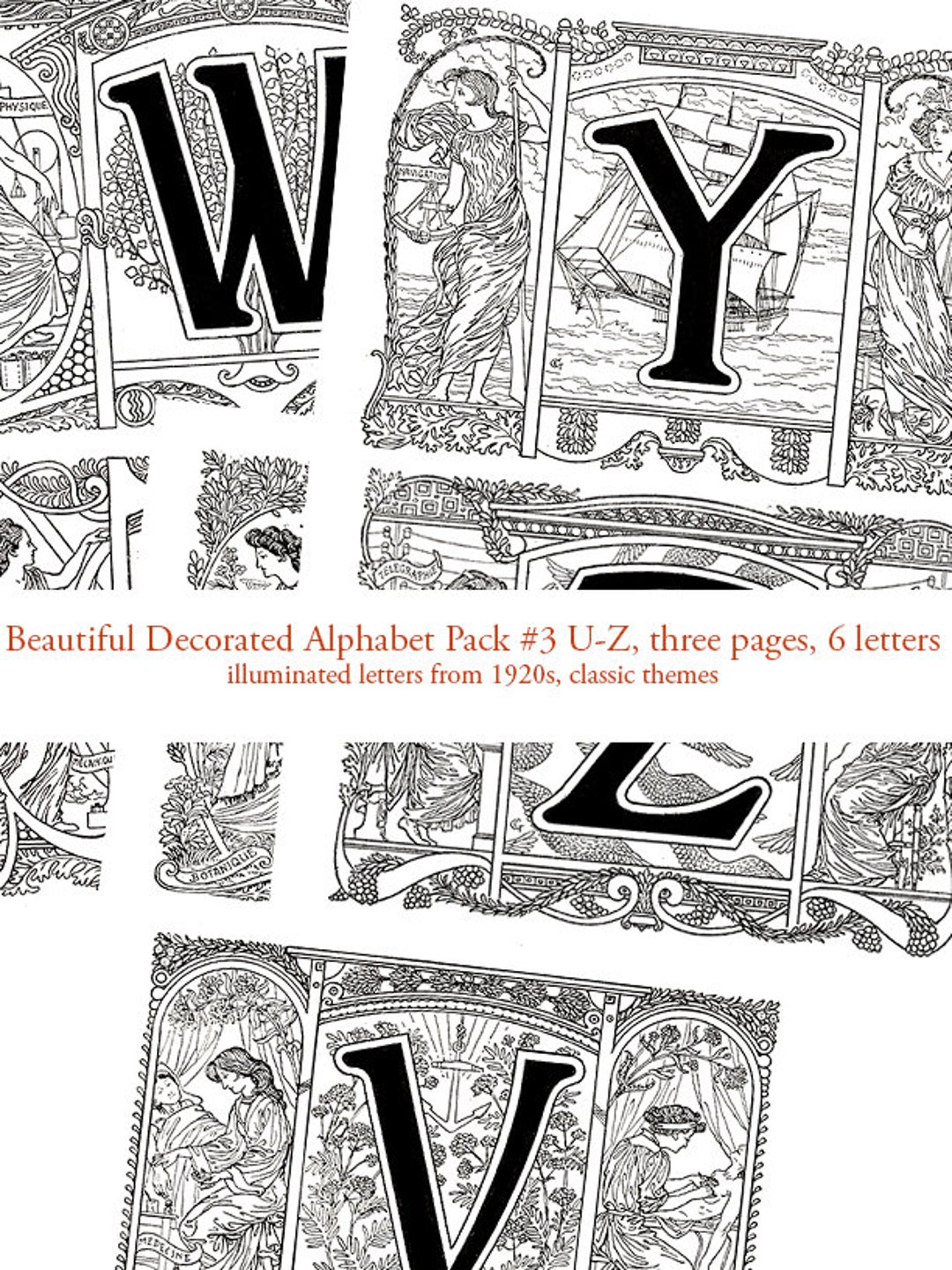 Illuminated Manuscript Letters Classic Illustrations Decorated Initials ...