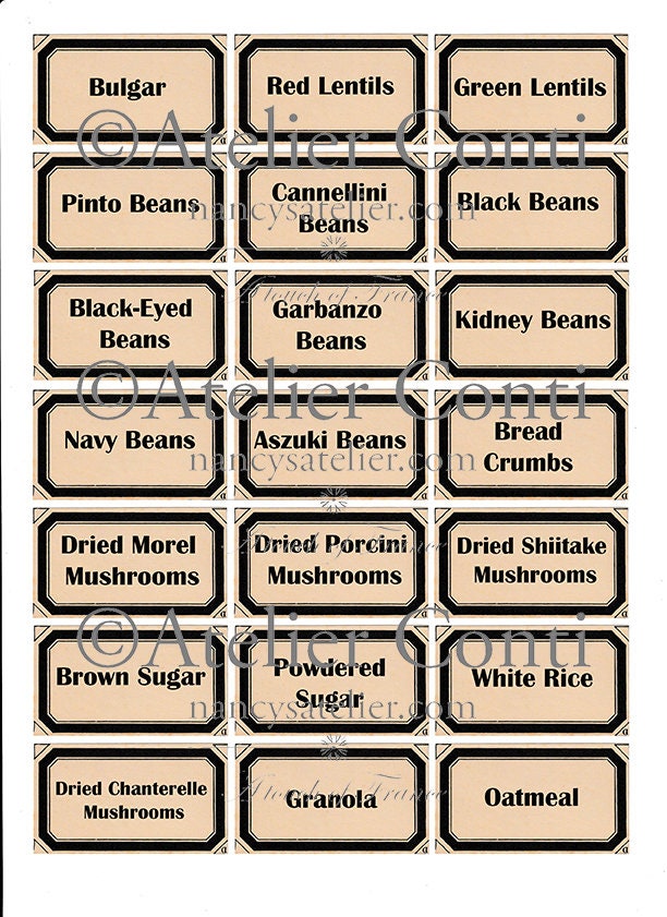 Kitchen Labels Pantry Dry Goods Organization Jar Label Printable Pantry ...