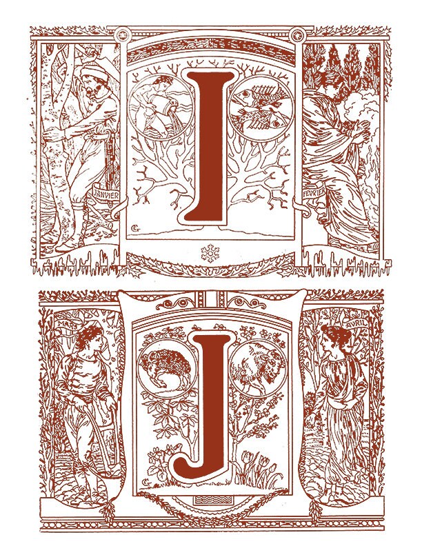 Illuminated Manuscript Letters Classic Illustrations Decorated Initials Script Letters Vintage ...