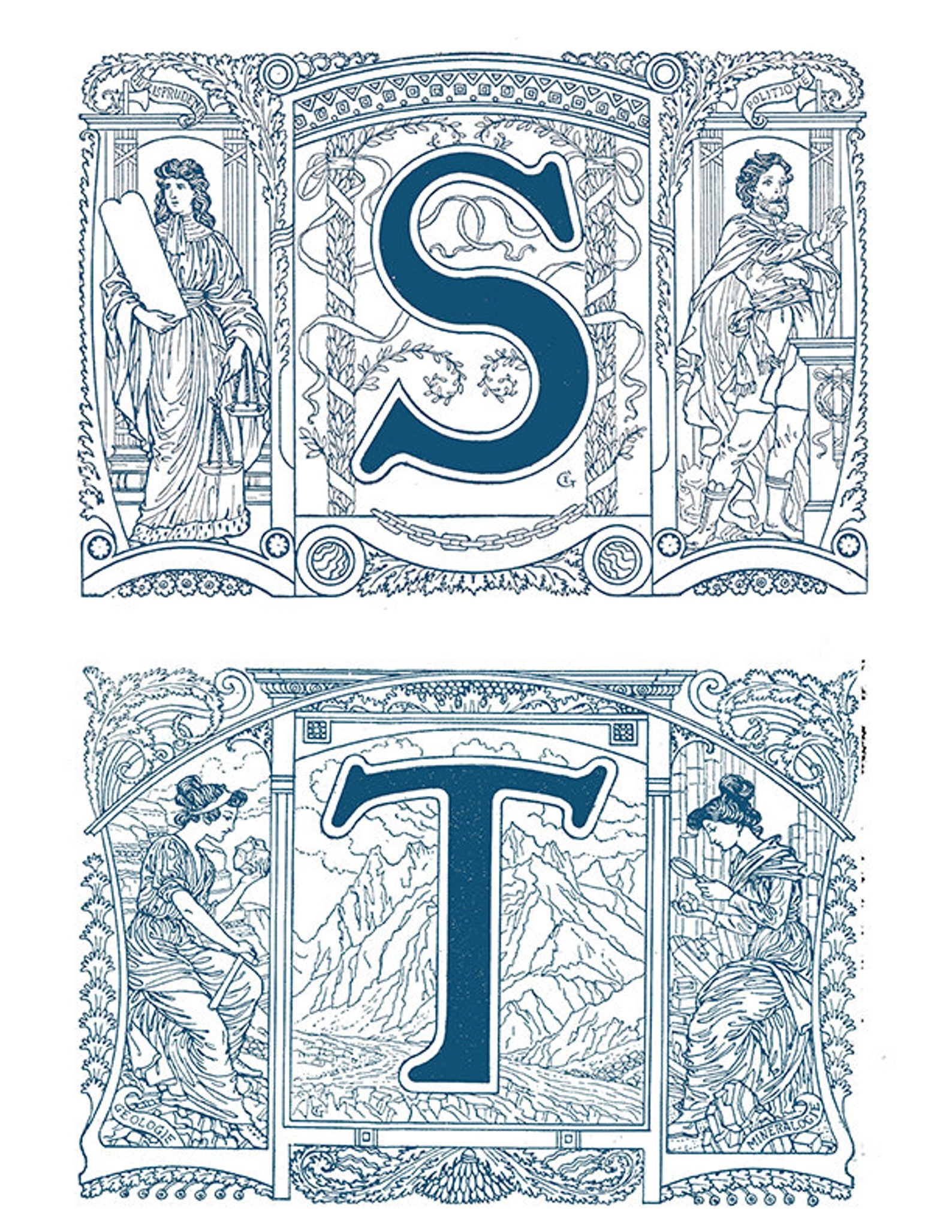 Illuminated Manuscript Letters Classic Illustrations Decorated Initials ...