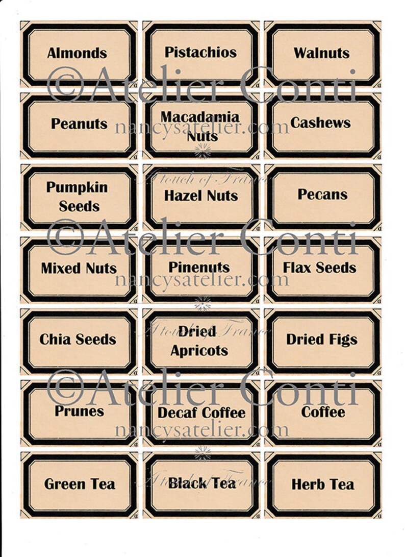 Kitchen Labels Pantry Dry Goods Organization Jar Label Printable Pantry ...