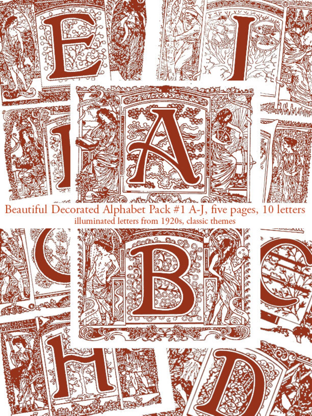 Illuminated Manuscript Letters Classic Illustrations Decorated Initials ...