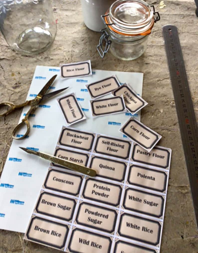 Kitchen Labels Pantry Dry Goods Organization Jar Label Printable Pantry ...