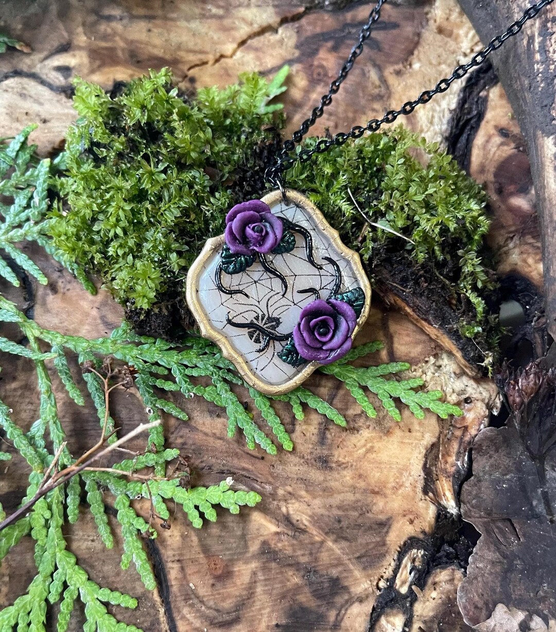 Spooky Purple Rose Necklace - Etsy