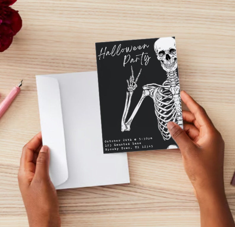 Skeleton Halloween Party Invitation - Etsy