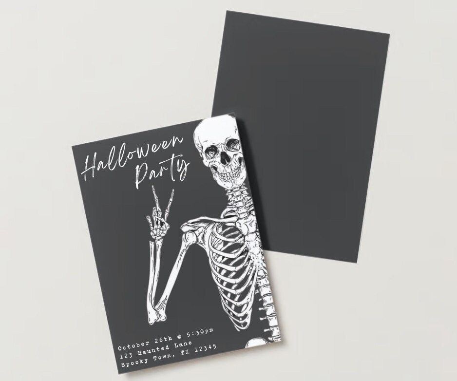 Skeleton Halloween Party Invitation - Etsy