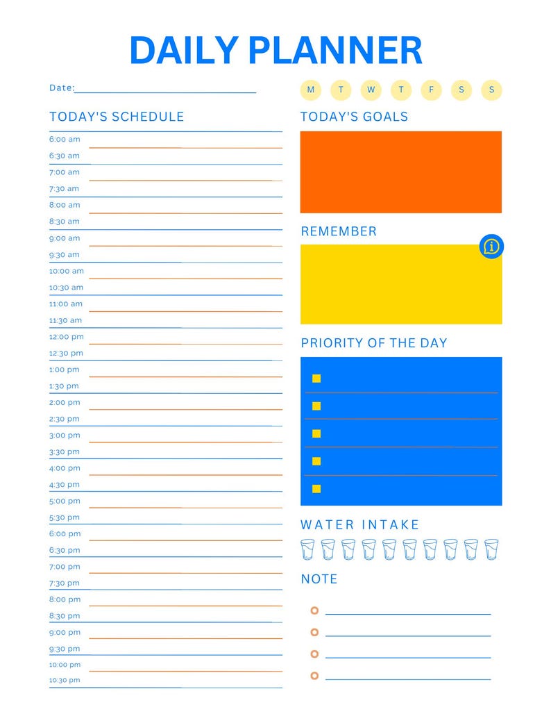 Bright, Colorful Daily Planner Printable Planner PDF Productivity ...