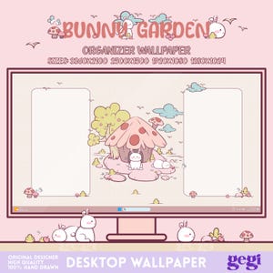 Pink Bunny Garden Theme Computer Desktop Background Wallpaper Organizer ...