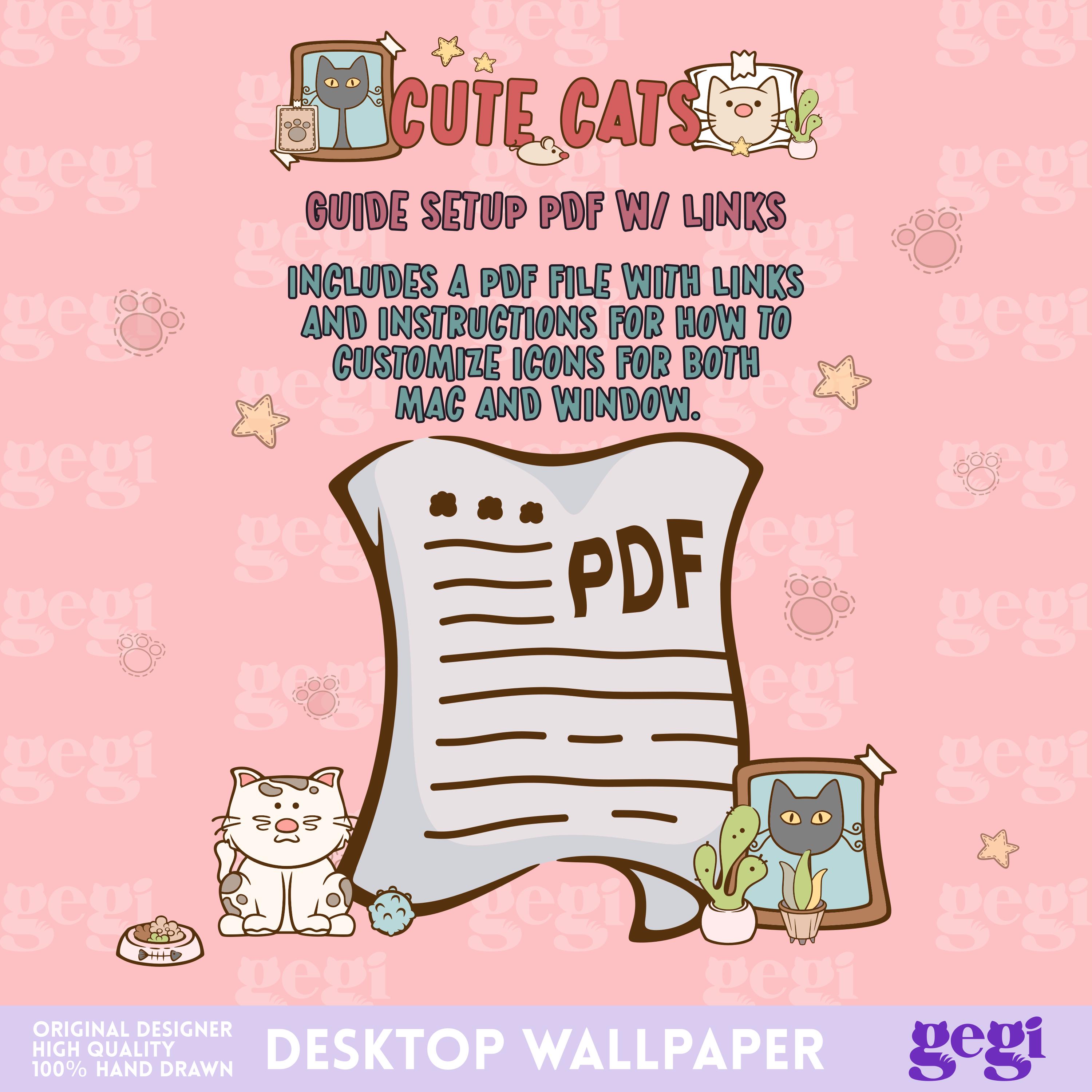Cute Cats Theme Desktop Background Wallpaper Organizer Set, Computer ...