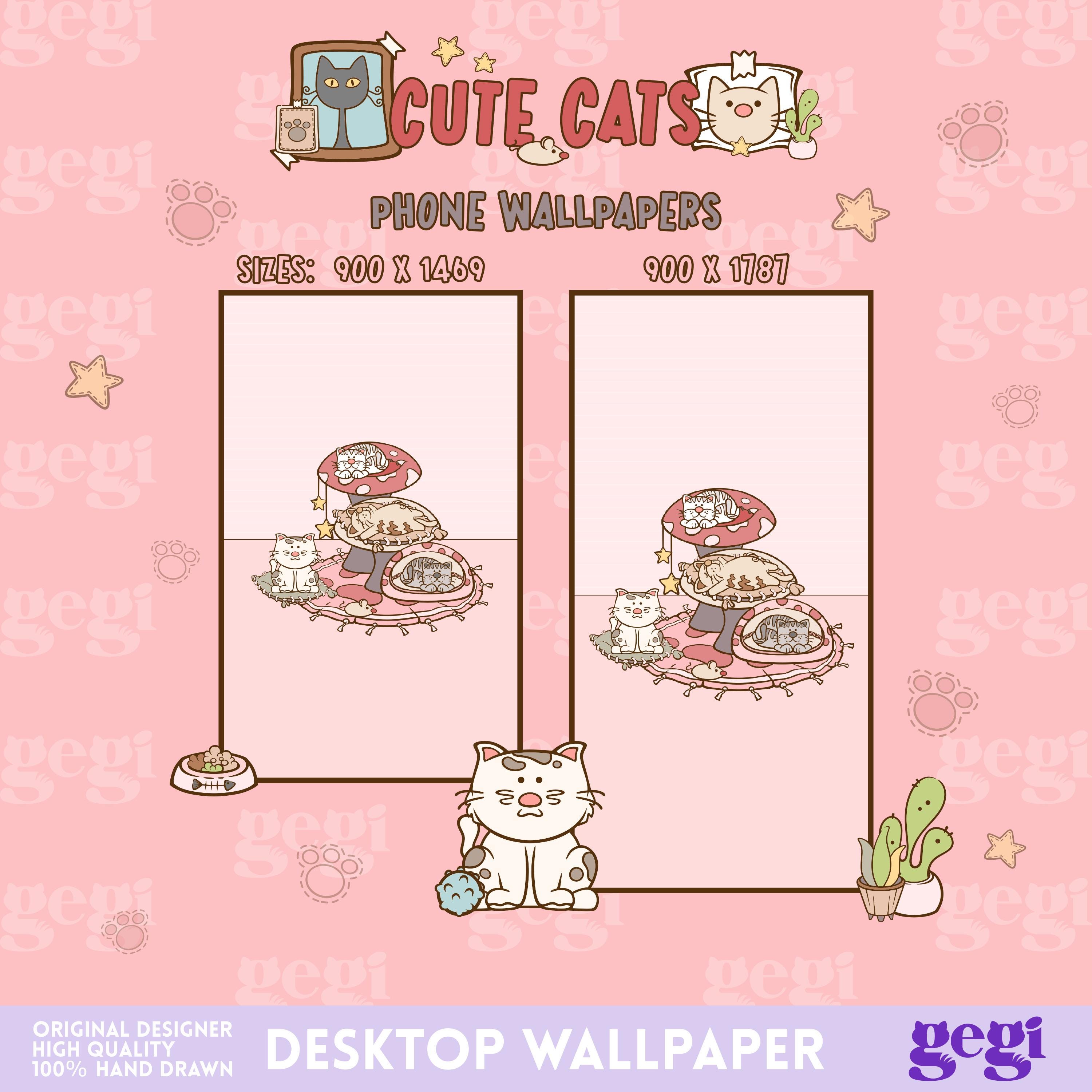 Cute Cats Theme Desktop Background Wallpaper Organizer Set, Computer ...