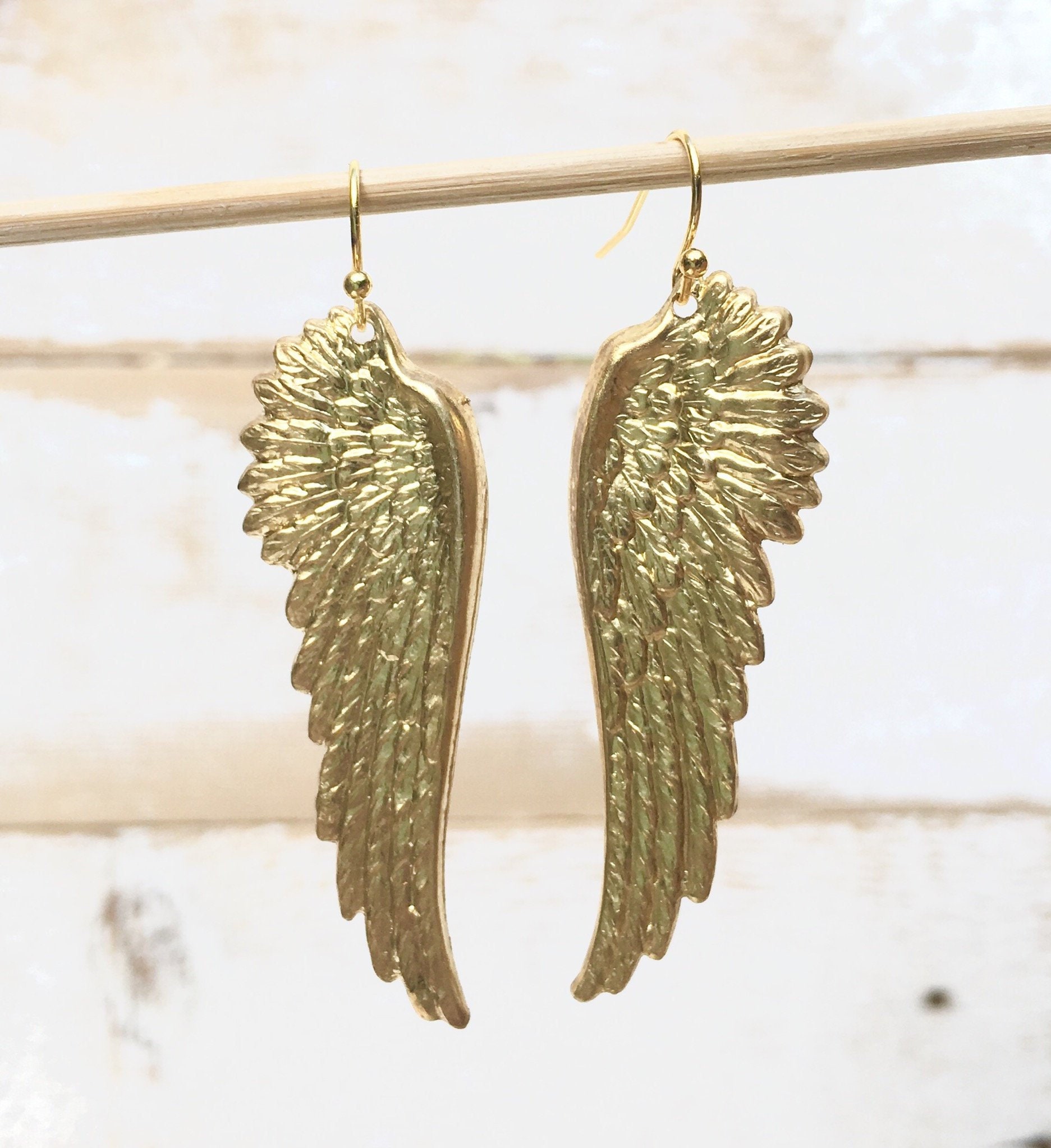 Gold Wing Earrings Gold Angel Wings Guardian Angel Jewelry Woodland ...