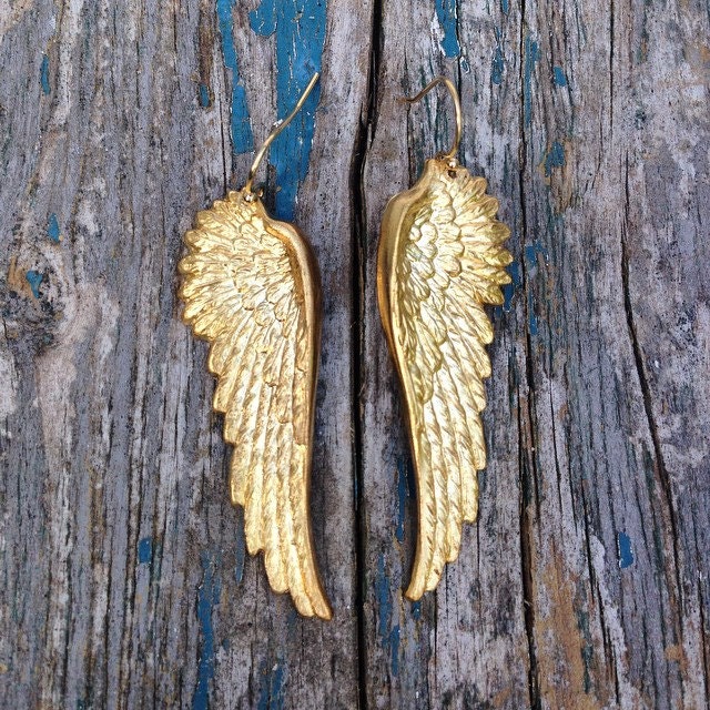 Gold Wing Earrings Gold Angel Wings Guardian Angel Jewelry | Etsy