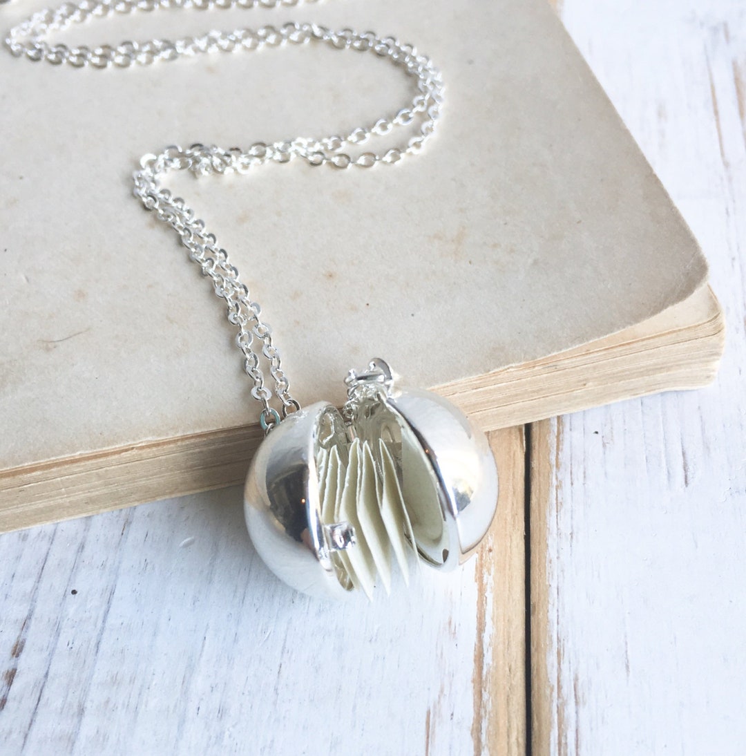 Silver Ball Locket Necklace: Secret Message Pendant - Etsy