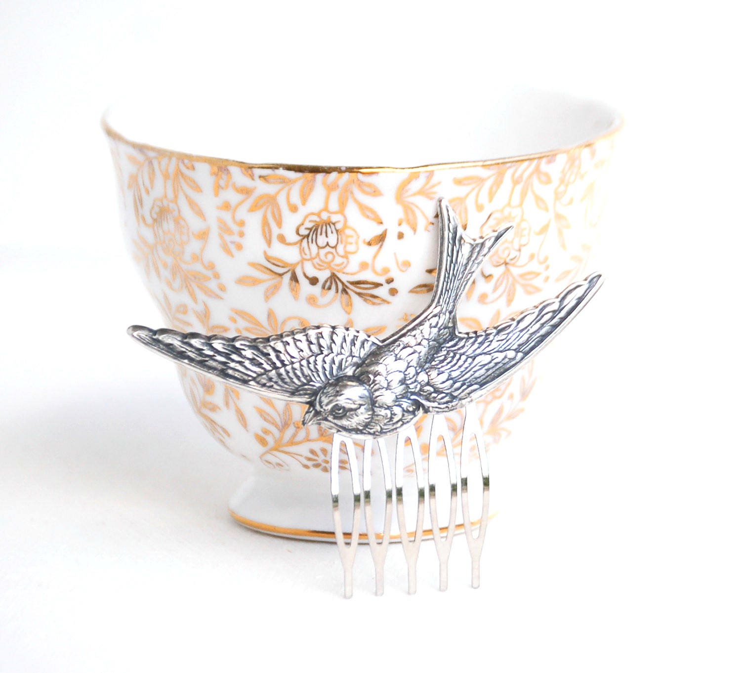 Bird Hair Comb Silver Bird Hair Comb Bridal Headpiece Garden | Etsy