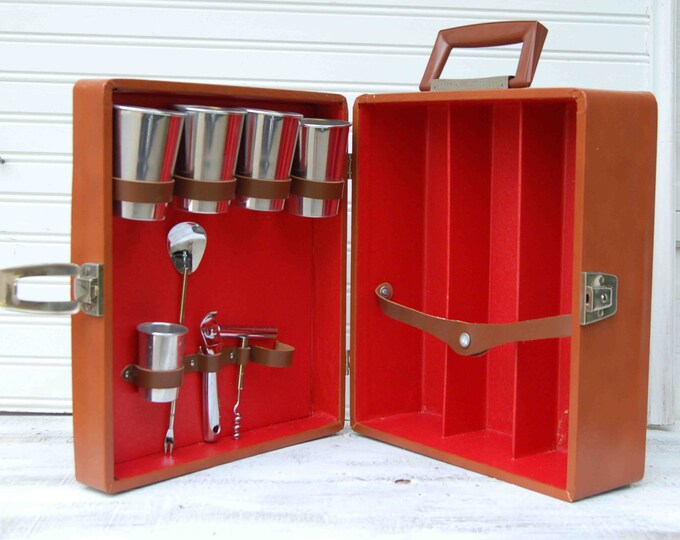 Vintage Portable Bar Suitcase. Brown. Cocktails. Autumn PICNIC - Etsy