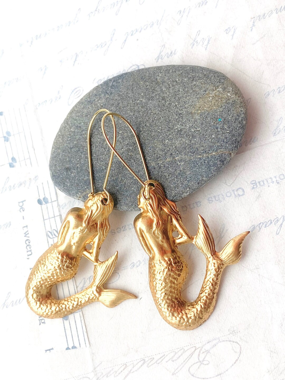 Gold Mermaid Earrings: Steampunk Sea Creature Jewelry - Etsy