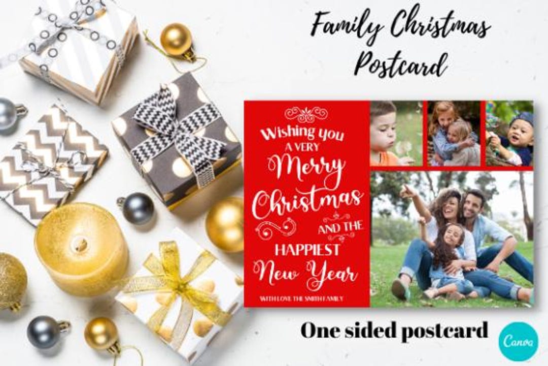 Christmas Card Editable Template, Canva - Etsy