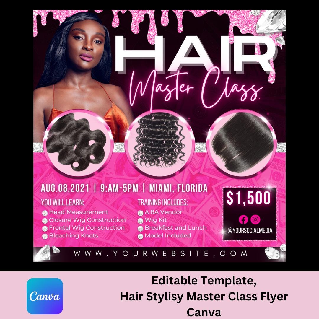 Editable Template, Hair Stylist Master Class Flyer, Canva, Master Class ...