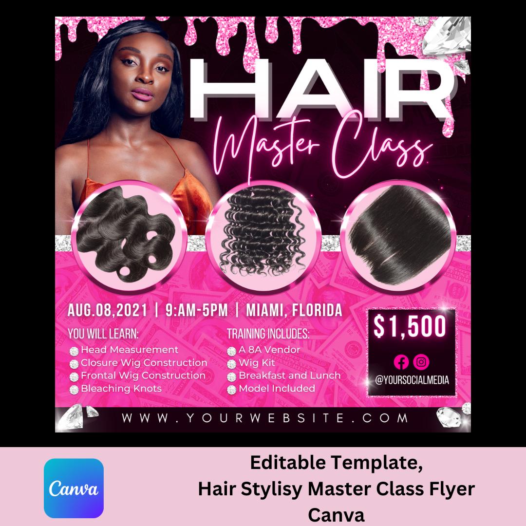 Editable Template, Hair Stylist Master Class Flyer, Canva, Master Class ...