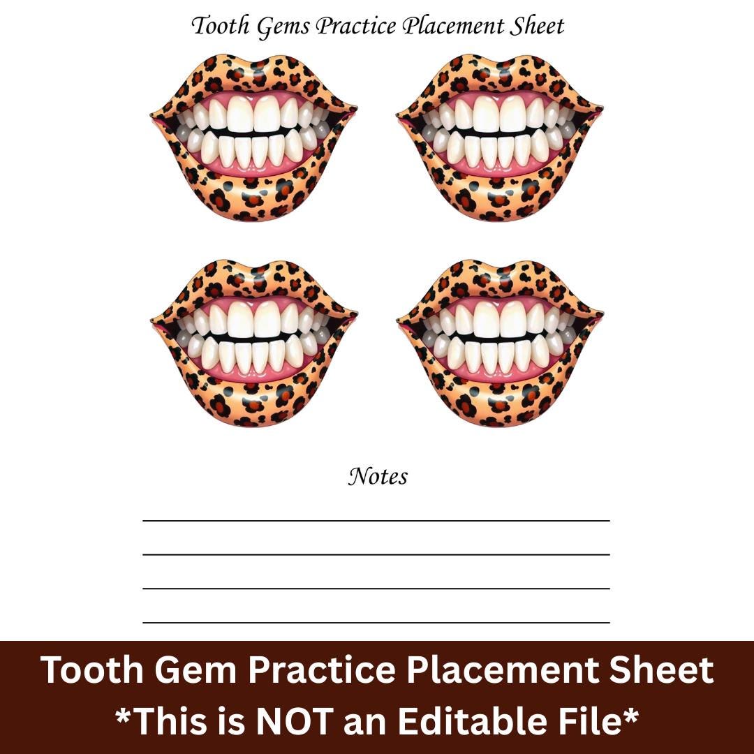 Tooth Gems Placement Sheet Tooth Gem Practice Sheet Tooth Gem Sheet ...