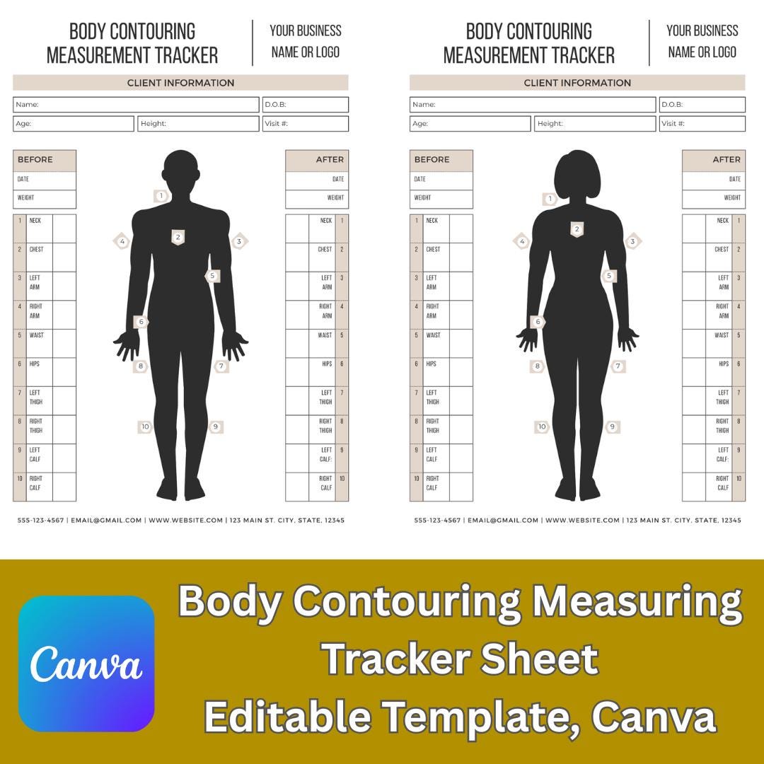 Body Contouring Measuring Form, Body Sculpting Measurement Tracker ...