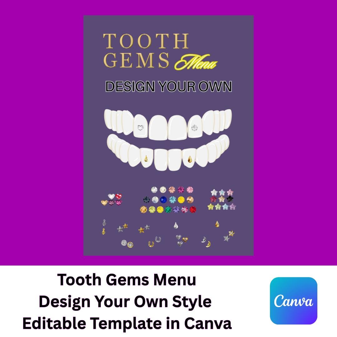 Tooth Gems Editable Design Chart, Tooth Gems Editable Style Chart ...