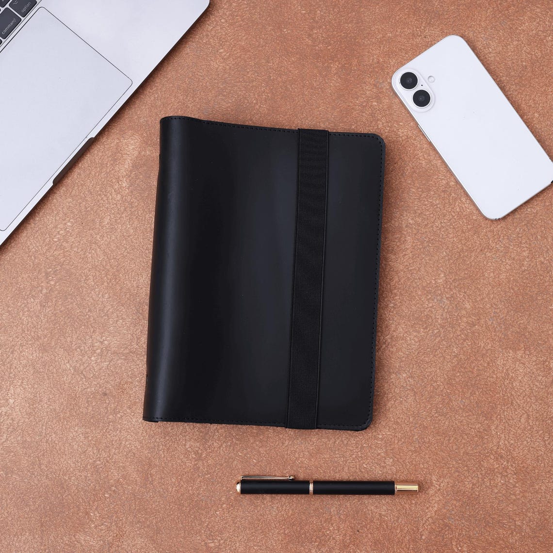 Personalized Leather Padfolio 6-ring Binder, A5 Genuine Leather Notepad Case, Custom Name & Logo ...