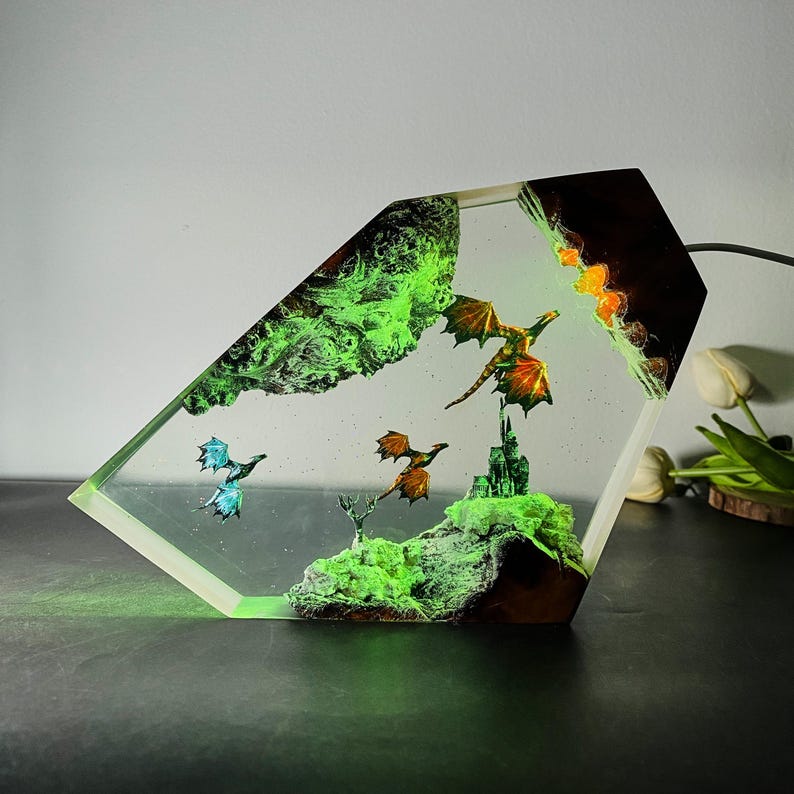 HTTYD Fire and Ice Tooth.less Resin Lamp, Light Fury Night Light ...