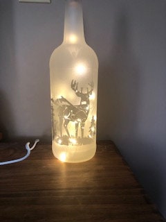 1liter Glass Bottle Custom Designs Sandblasted With Lights - Etsy